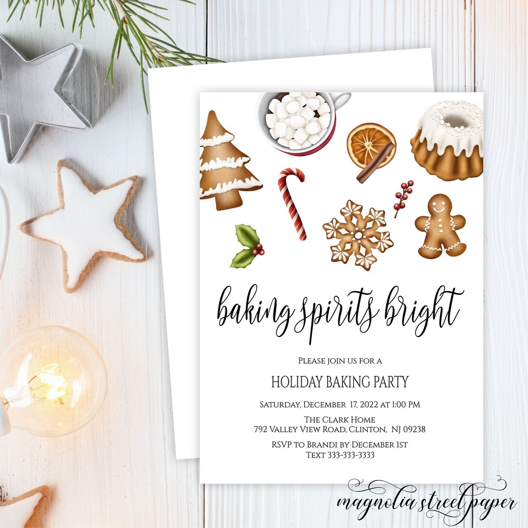 Baking Spirits Bright Party Invitation, Cookie Exchange Party ...