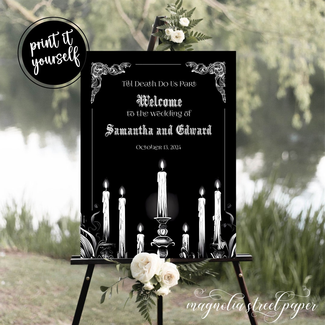 Halloween Gothic Wedding Welcome Sign, Spooky Candelabra Reception ...