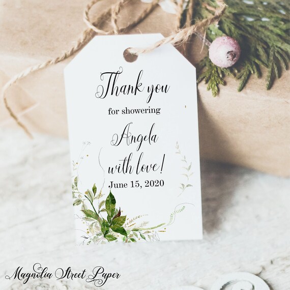 Greenery Favor Tags for Bridal or Baby Shower, Wedding or Birthday ...