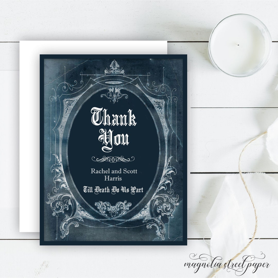 Halloween Gothic Thank You Cards, Printed Till Death Do Us Part Spooky ...
