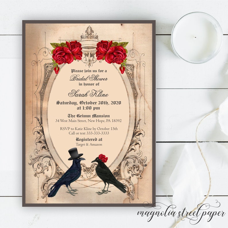 Halloween Goth Bridal Shower Invitation Crow / Raven Wedding - Etsy