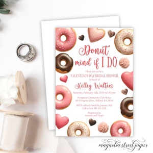 Donut Bridal Shower Invitation, Hearts and Donuts Valentine's Day ...