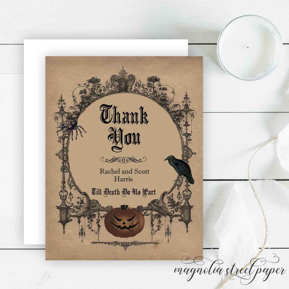 Halloween Gothic Thank You Cards Printed Till Death Do Us - Etsy