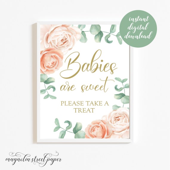 Babies Are Sweet Sign, Printable Peach and Light Beige Baby Shower ...