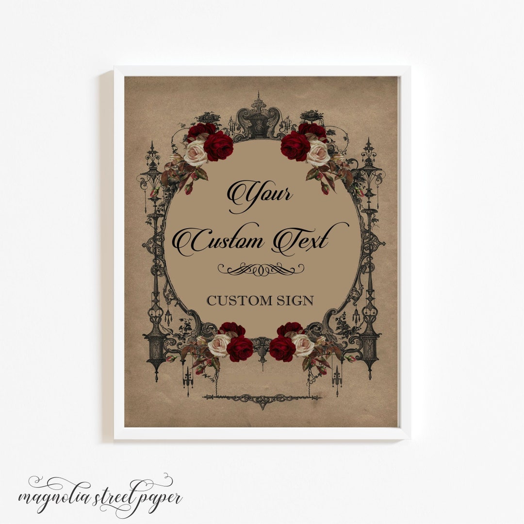 Custom Gothic Wedding Sign, Elegant Vintage Goth Halloween Printable ...