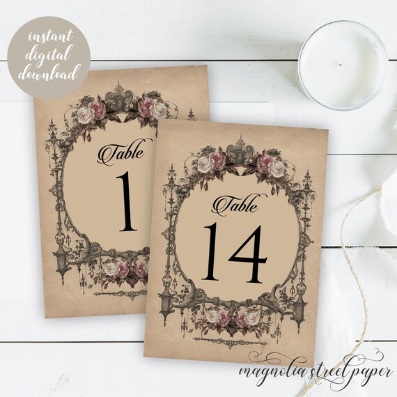 Vintage Table Numbers Template