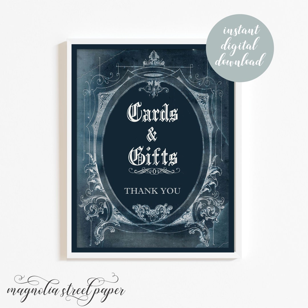 Cards and Gifts Sign, Printable Halloween Gothic Wedding Sign, Spooky ...