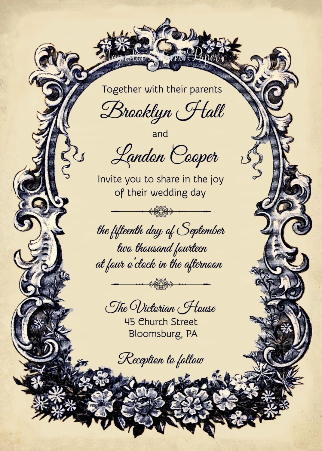 French Vintage Wedding Invitation Elegant and Romantic Invite - Etsy