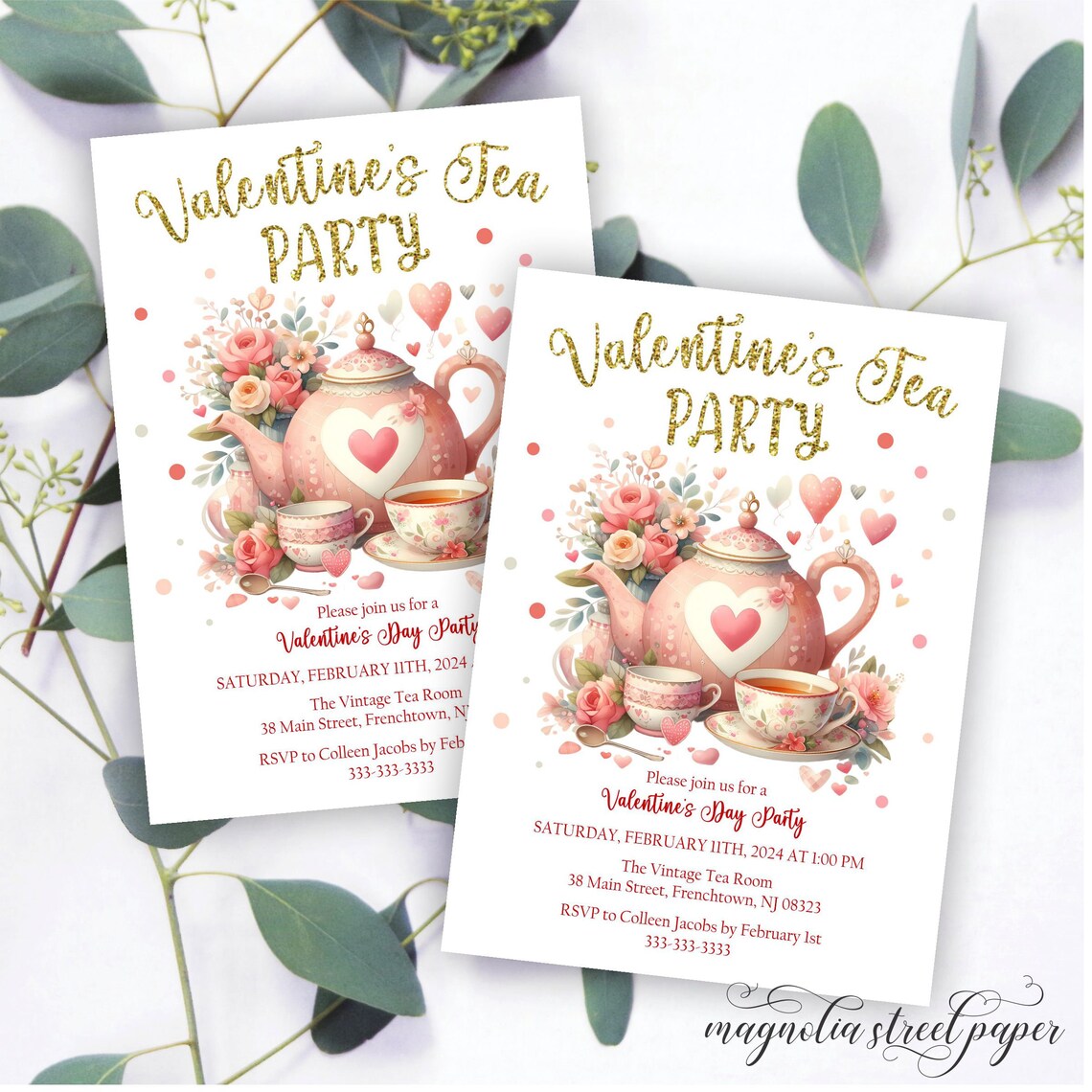 Valentine's Day Tea Party Invitation, Brunch and Tea With Girlfriends ...