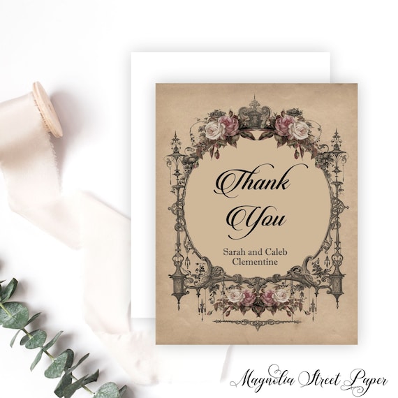 Elegant Vintage Goth Thank You Cards, Printed Haunted Gothic Halloween ...