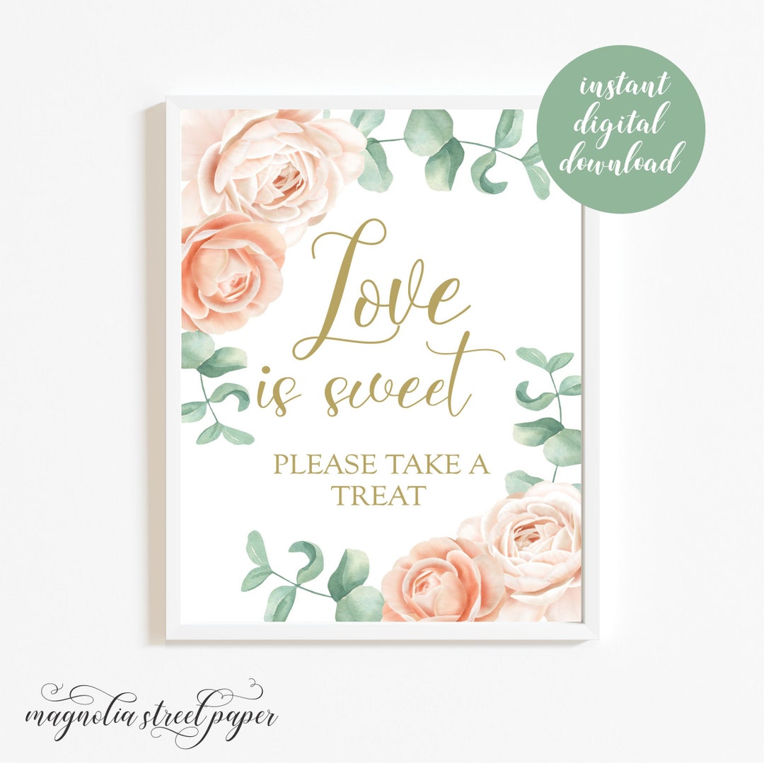 Love is Sweet Sign Printable Wedding or Bridal Shower Favors - Etsy