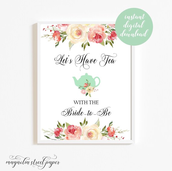 Printable Let's Have Tea With the Bride to Be Blush - Etsy