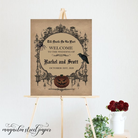 Halloween Gothic Wedding Welcome Sign, Spooky Vintage Halloween ...