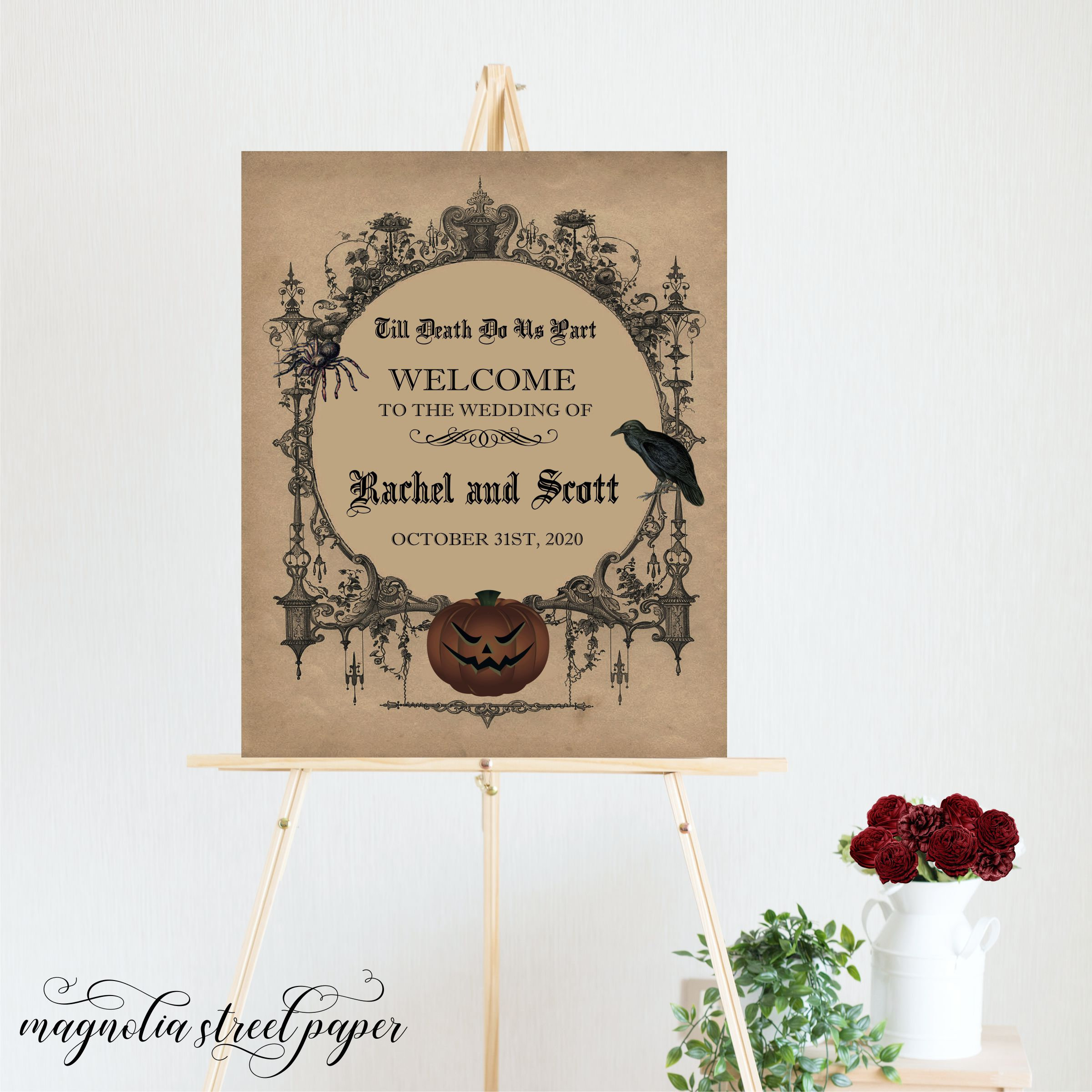Halloween Gothic Wedding Welcome Sign Spooky Vintage | Etsy