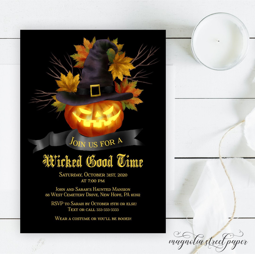 Halloween Party Invitation, Spooky and Creepy Costume or Masquerade ...