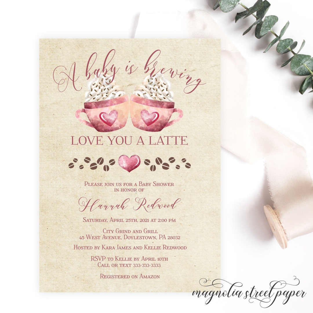 Coffee Themed Baby Shower Invitation, A Baby is Brewing Gender Neutral ...