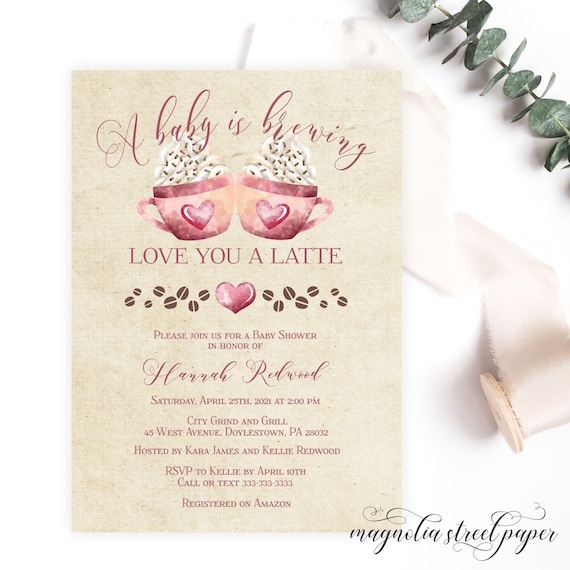 Coffee Themed Baby Shower Invitation, A Baby Is Brewing Gender Neutral ...