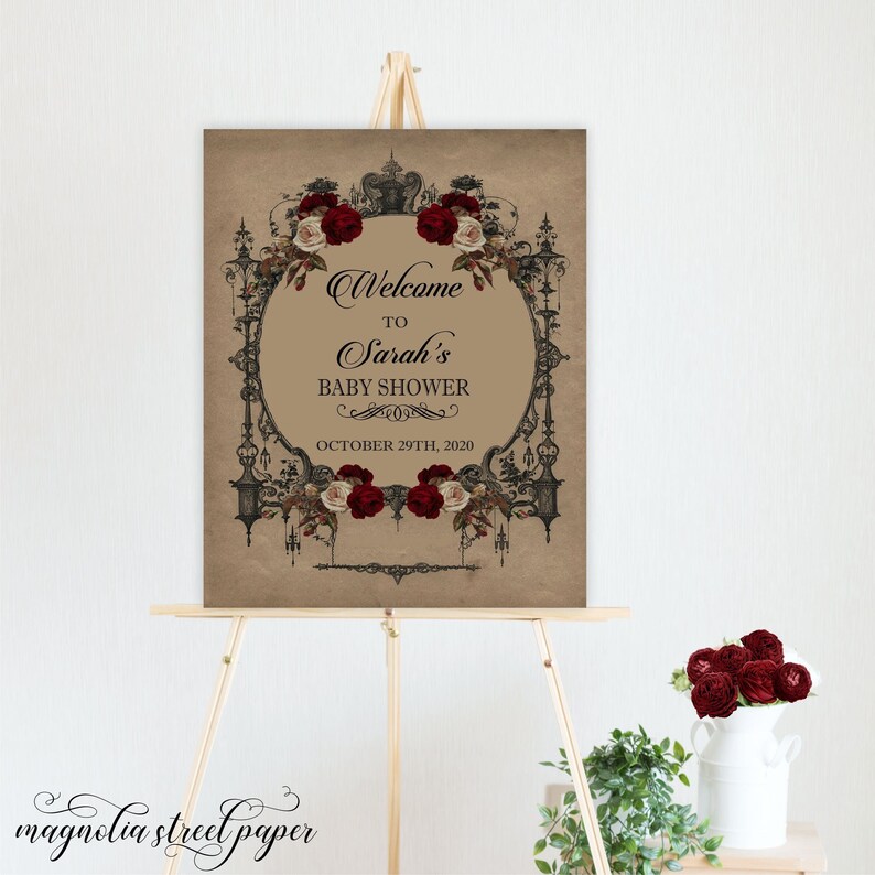 Vintage Goth Baby Shower Welcome Sign Elegant Halloween - Etsy
