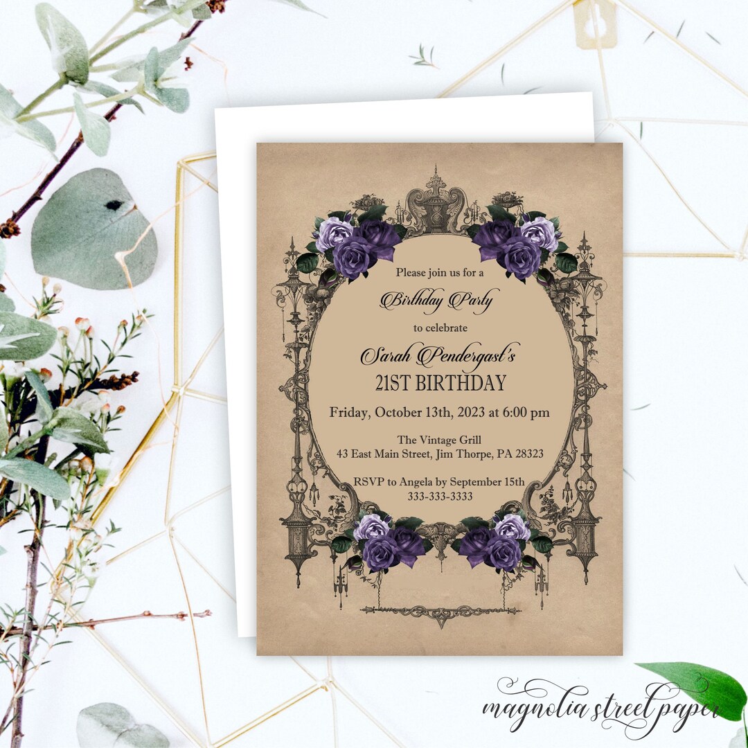 Elegant Vintage Goth Birthday Party Invitation Halloween - Etsy