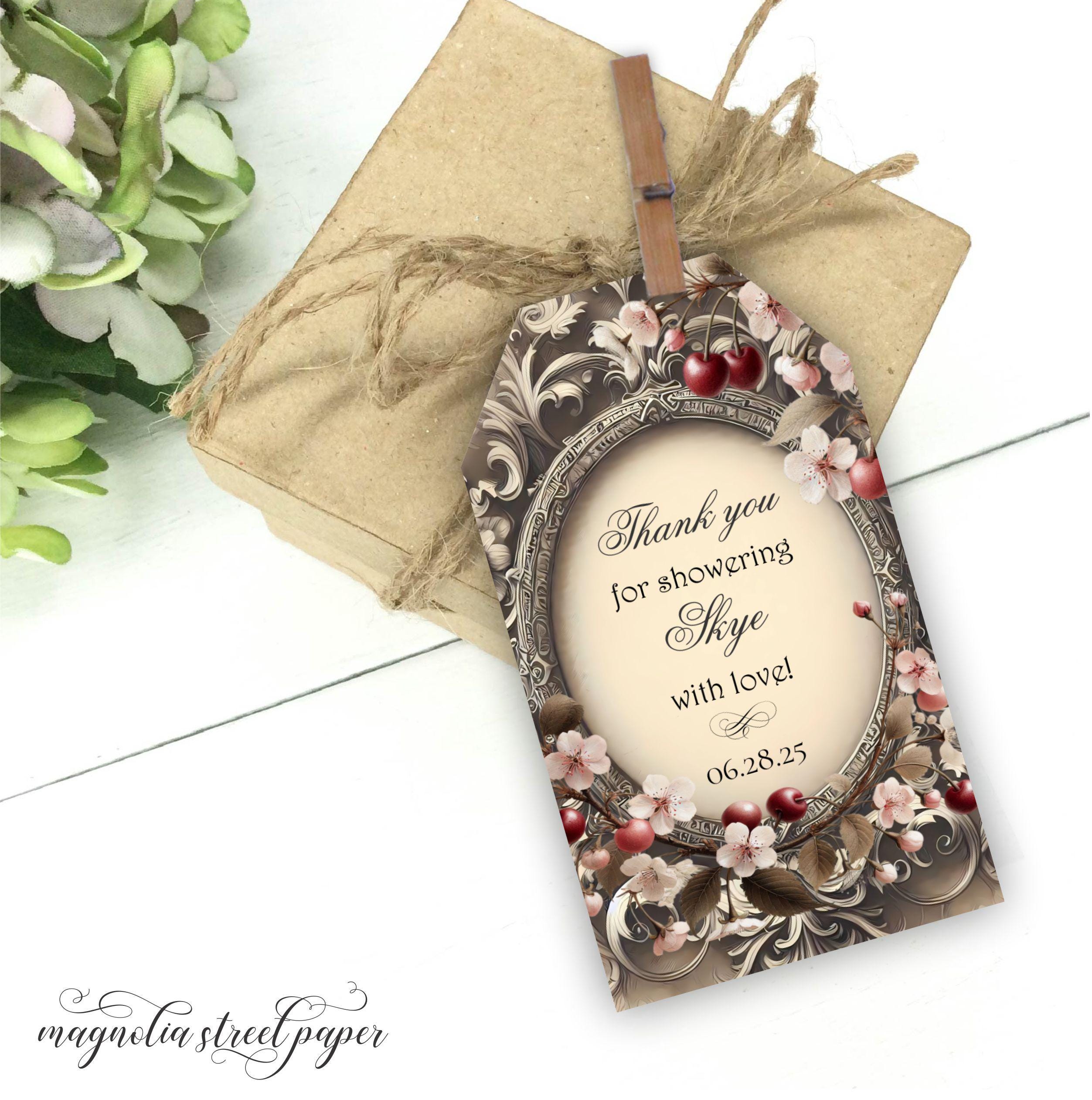 Elegant Vintage Goth Bridal or Baby Shower Favor Tags, Fairytale Cherry ...