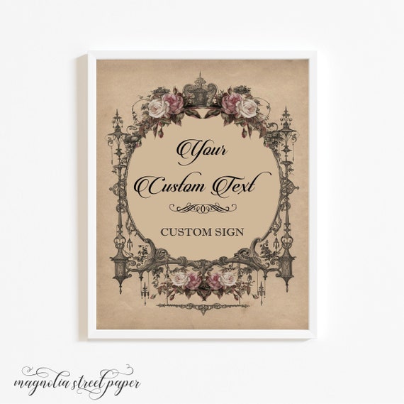 Custom Gothic Wedding Sign, Elegant Vintage Goth Halloween Printable ...
