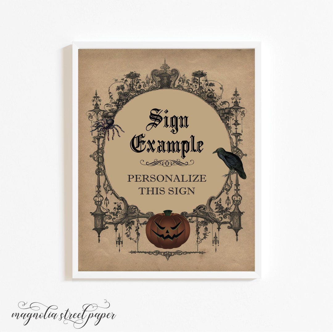 Custom Halloween Wedding Sign, Printable Custom Text Table Sign ...