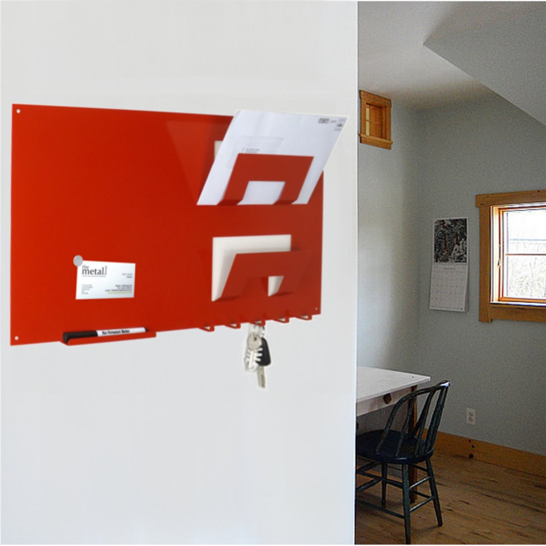 Wall Mounted Red Horizontal Memo Message Board With Key Hook and Letter ...