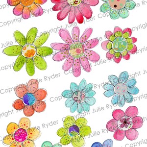 Whimsical Watercolor Flower Clipart, 58 Fussy Cuts, Junk Journal ...