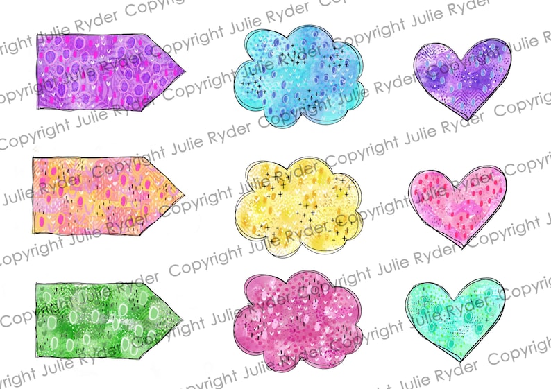 Mixed Media Collage Tags, 18 Printable Junk Journal Ephemera, Colorful ...