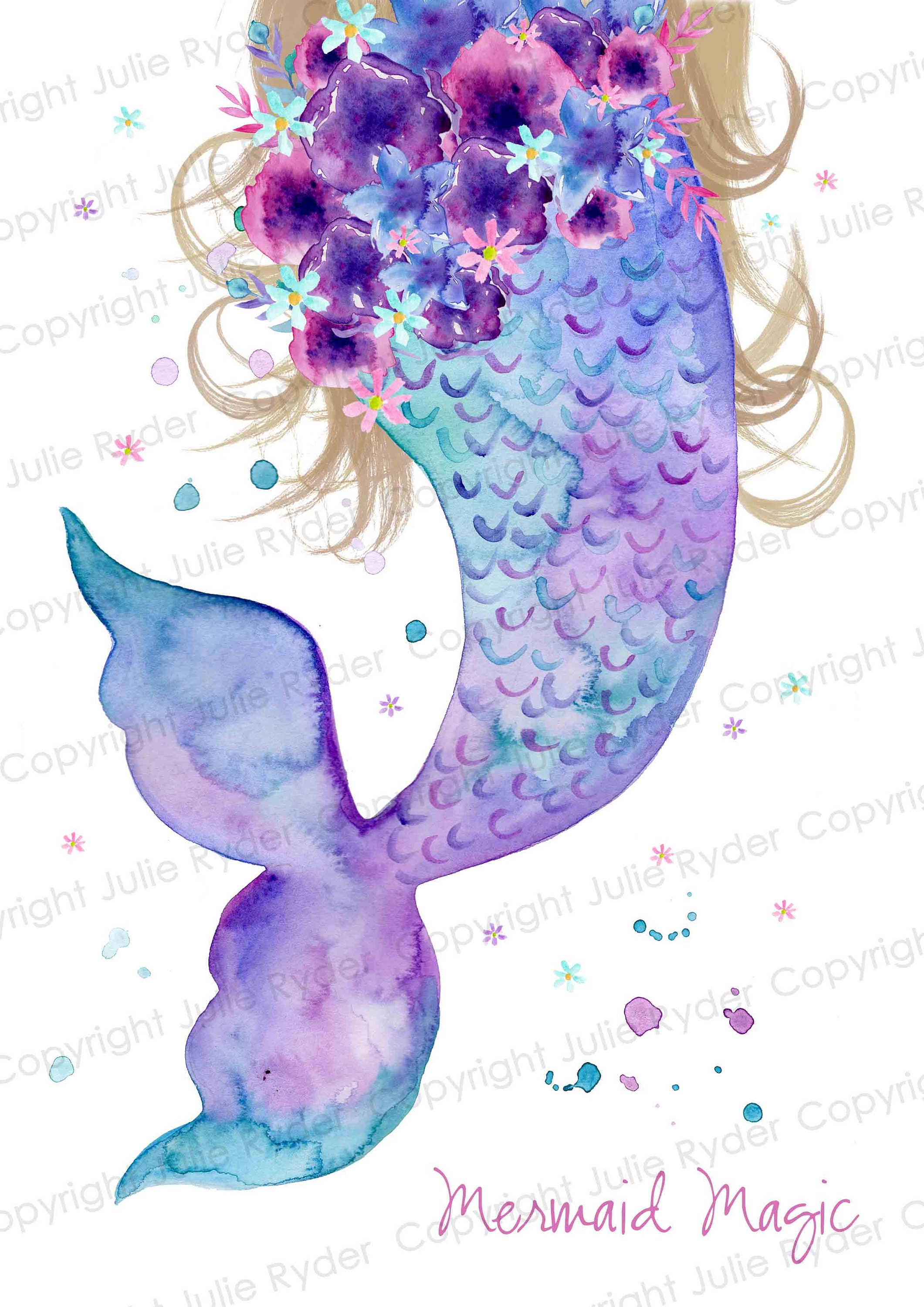 Printable Mermaid Tail Instant Download Purple Mauve Blue - Etsy