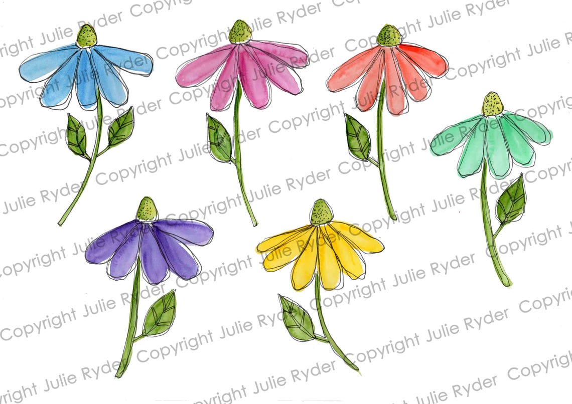 Watercolor Daisy Flower Clipart: Hand-painted Digital Stickers, Collage ...