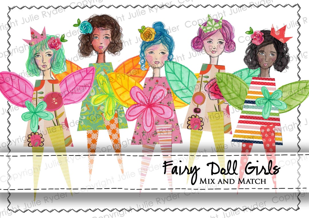 Printable Mix and Match Fairy Girl Dolls Digital Image for Scrapbooking ...