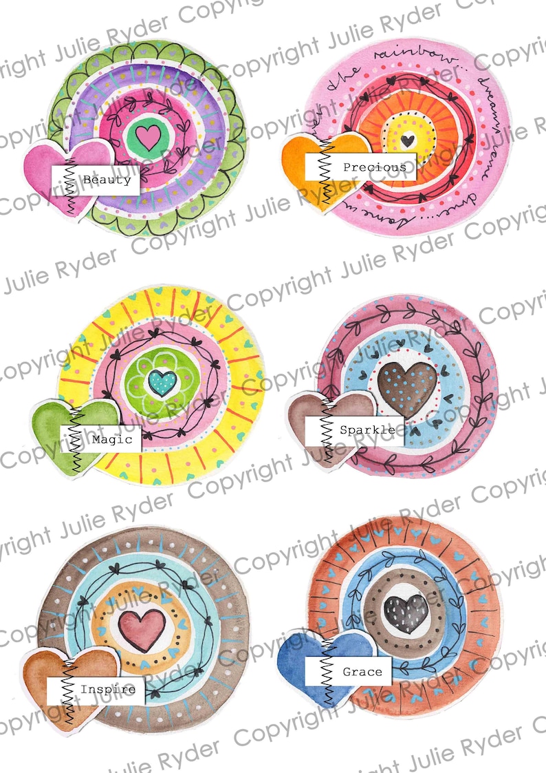 Printable Collage Circles | Inspirational Art Journal Tags | Mixed ...