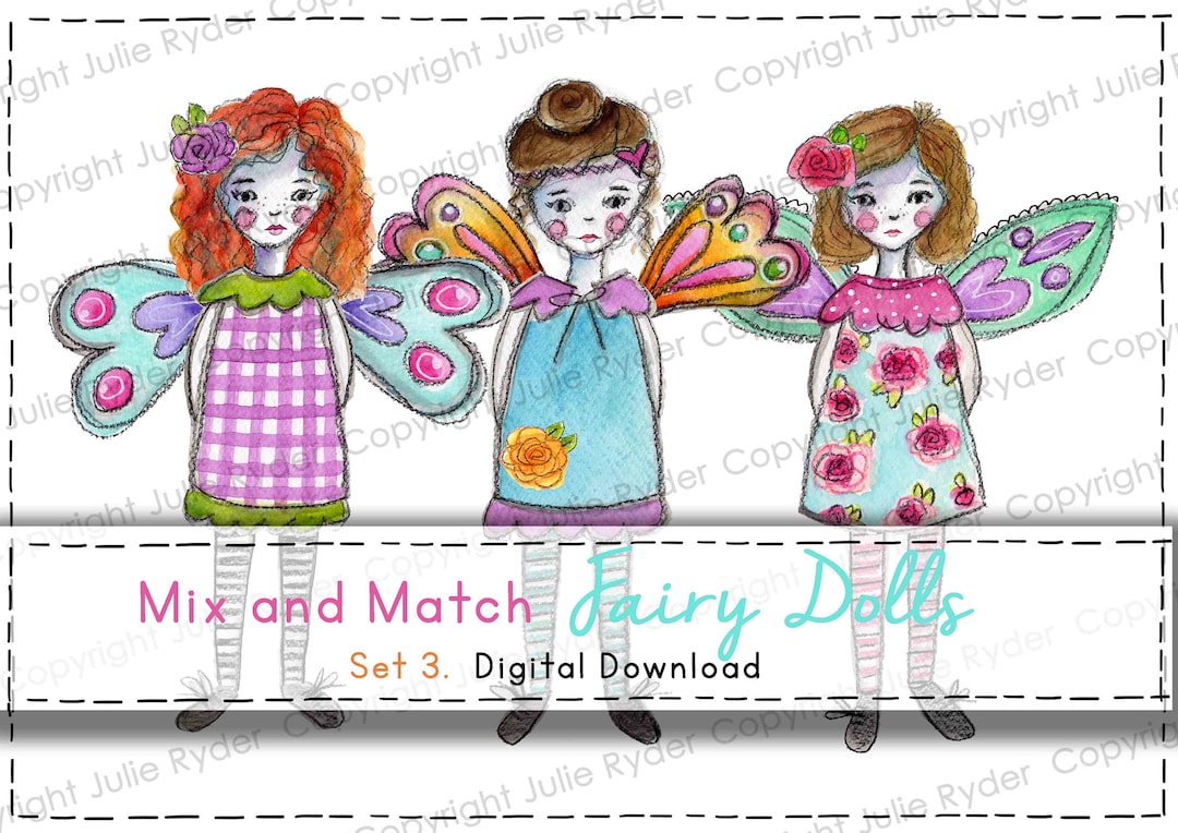 Printable Mix and Match Fairy Doll Set 3 - Digital Image for ...