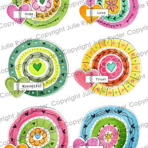 Printable Collage Circles | Inspirational Art Journal Tags | Mixed ...