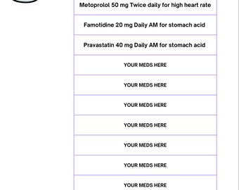 Printable Medication List Digital Medication List Chronic Illness ...