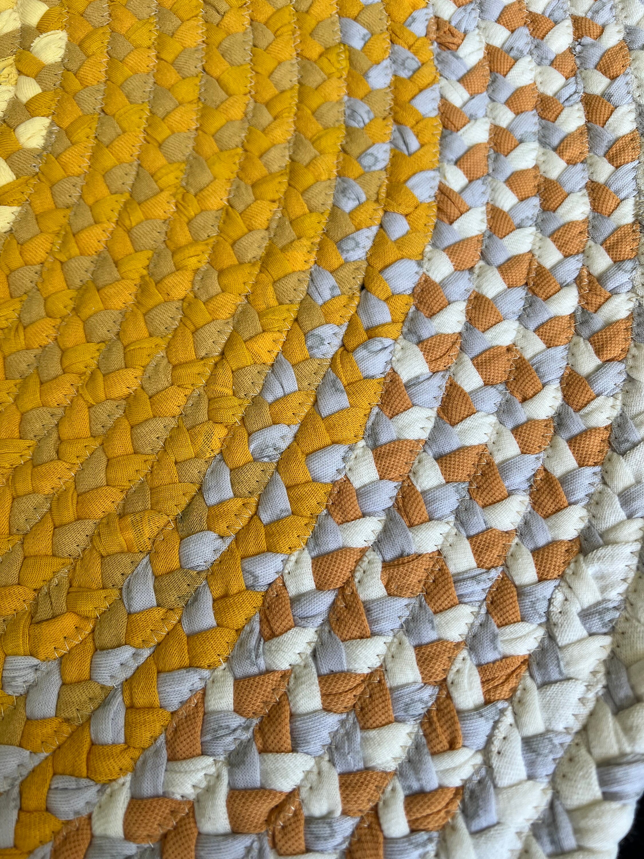 Round Rug 32,braided From Cotton T-shirts. Handmade - Etsy