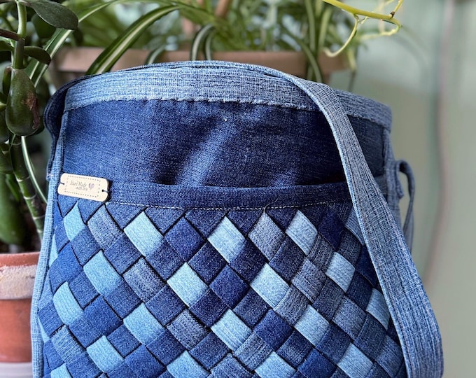 Denim Bag-purses With Pockets and Clasp. Handmade With Love. Size 10 X ...