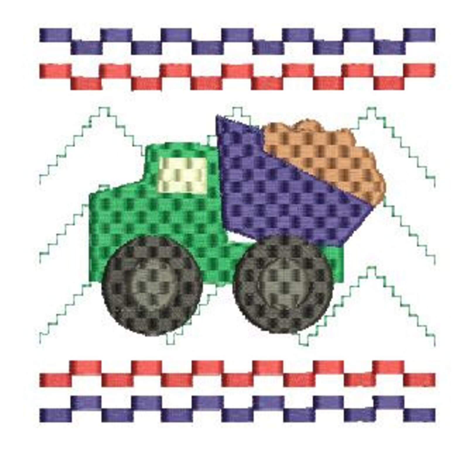 Construction Embroidery Design - Construction Faux Smock - Dump Truck ...
