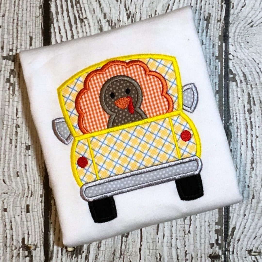 Truck Applique Design - Fall Applique Design - Thanksgiving Embroidery ...