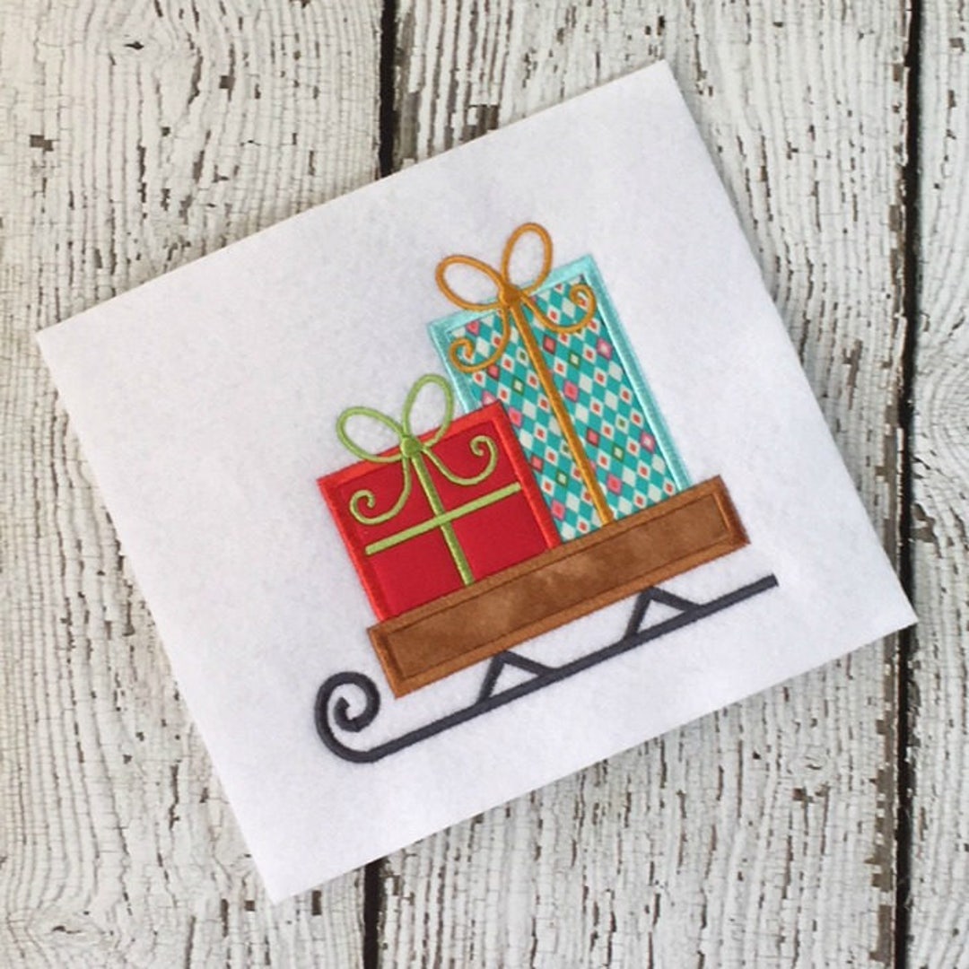 Sled Applique Design- Christmas Applique Design - Etsy