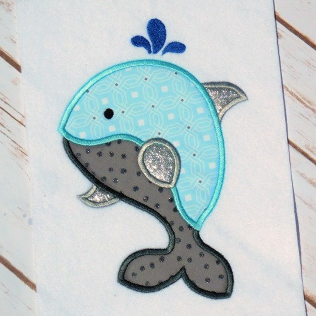 Whale Applique Design - Whale Embroidery Design - Beach Applique Design ...