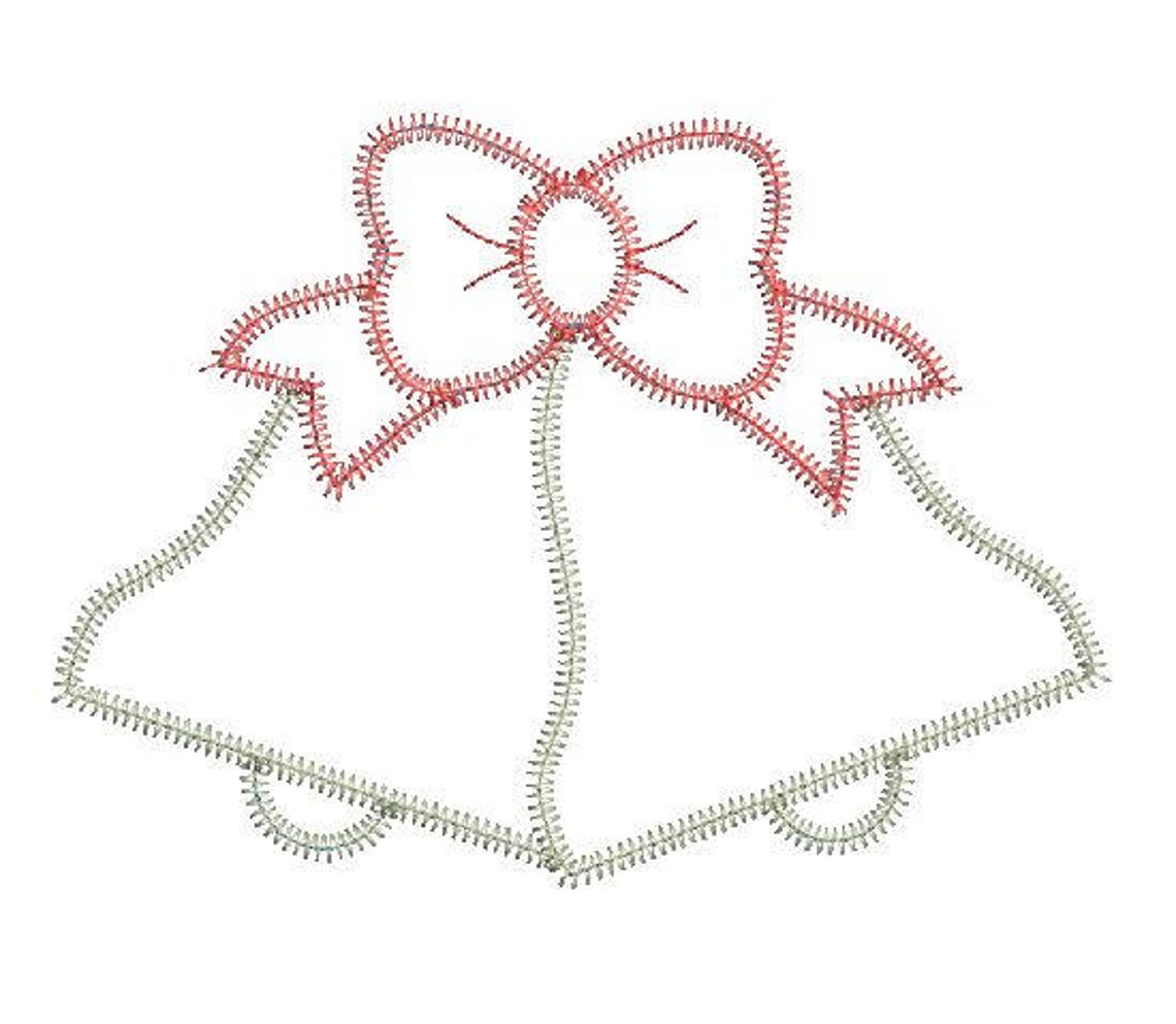 Christmas Bells Applique Design - Vintage Zig Zag Applique Design - Etsy