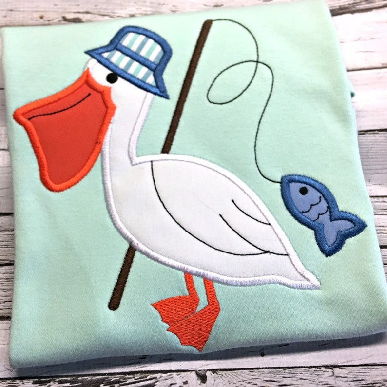 Pelican Applique Design - Fishing Applique Design - Beach Applique ...