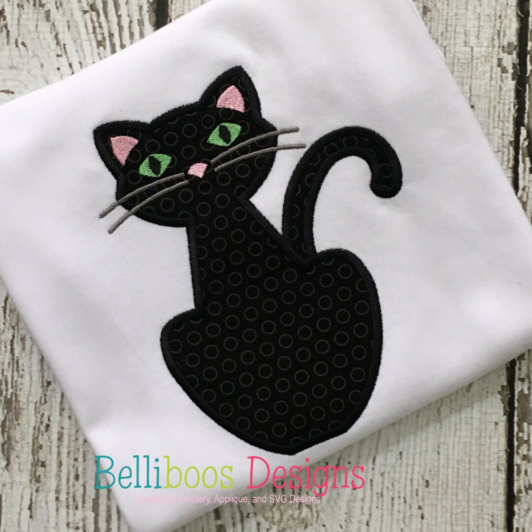 Cat Applique Design - Halloween Applique Design - Etsy