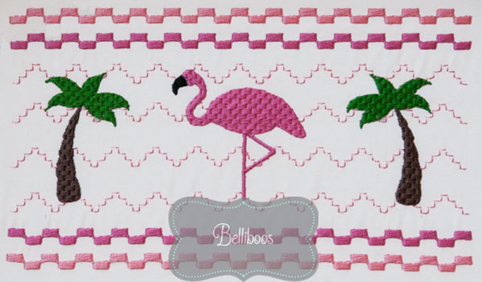 Flamingo Faux Smocking - Flamingo Embroidery Design - Summer Embroidery ...