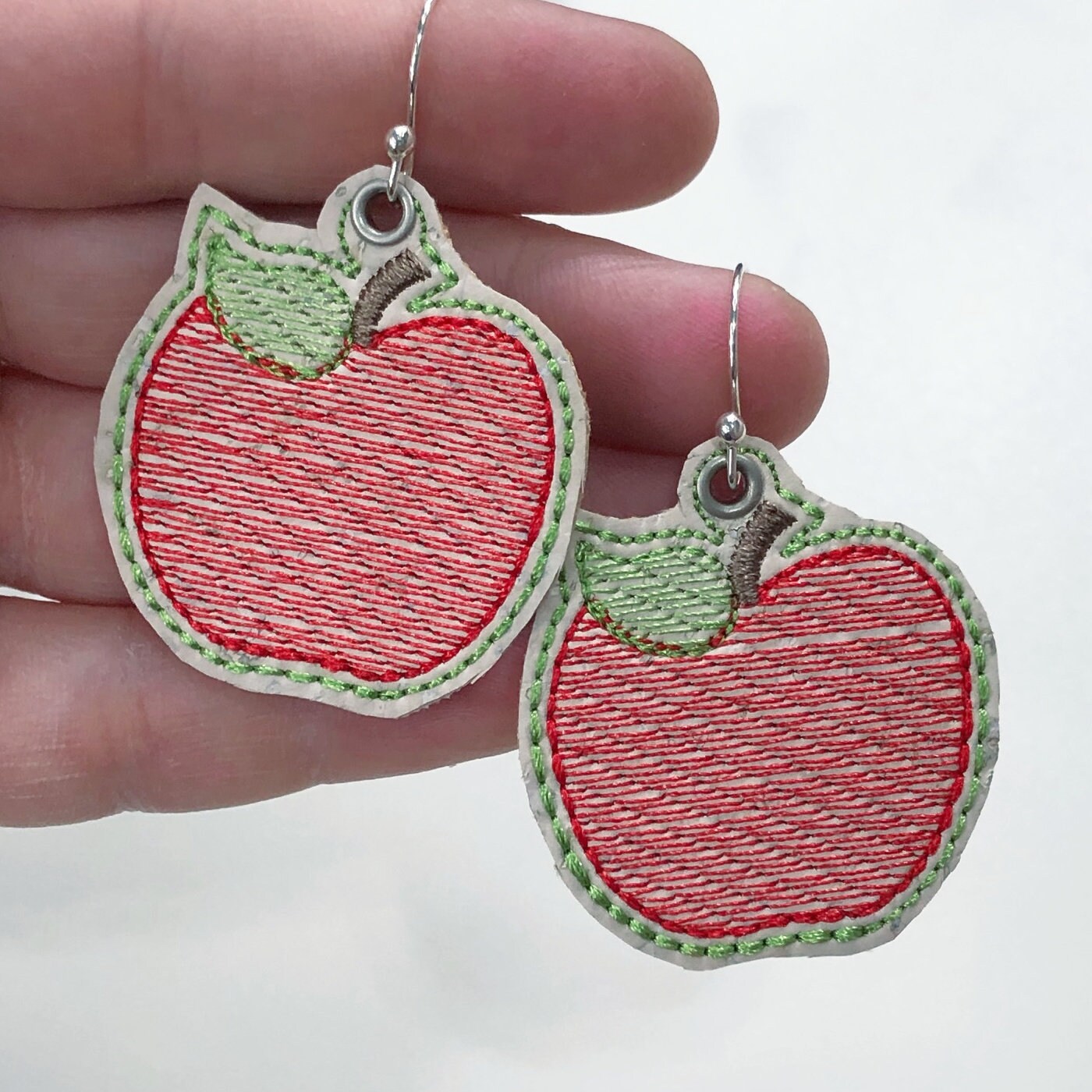 In the Hoop Earring Embroidery Pattern - ITH Apple Earring Embroidery ...