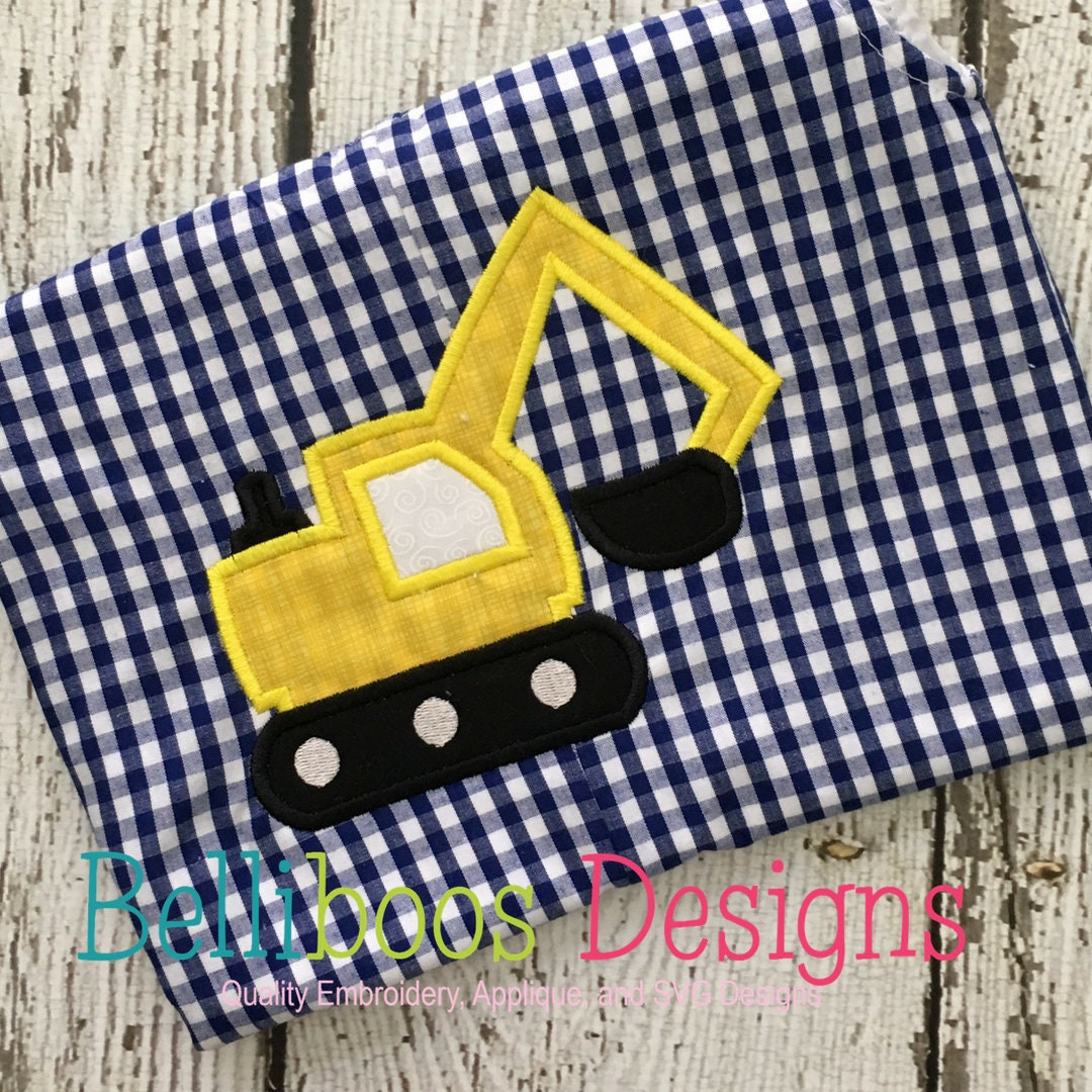 Backhoe Applique Design - Construction Applique Design - Etsy