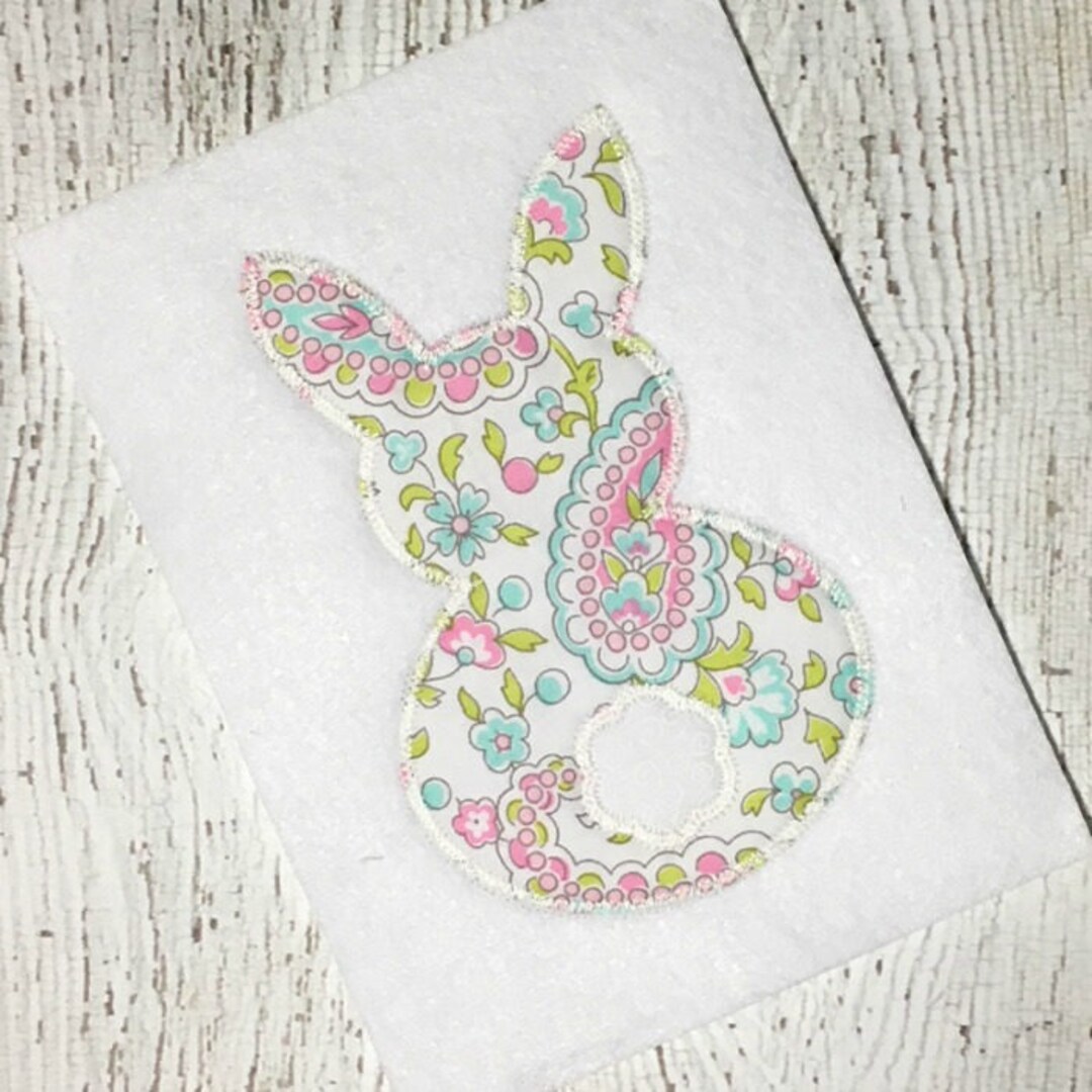 Bunny Applique Design - Easter Applique Design - Raggy Bunny Applique ...