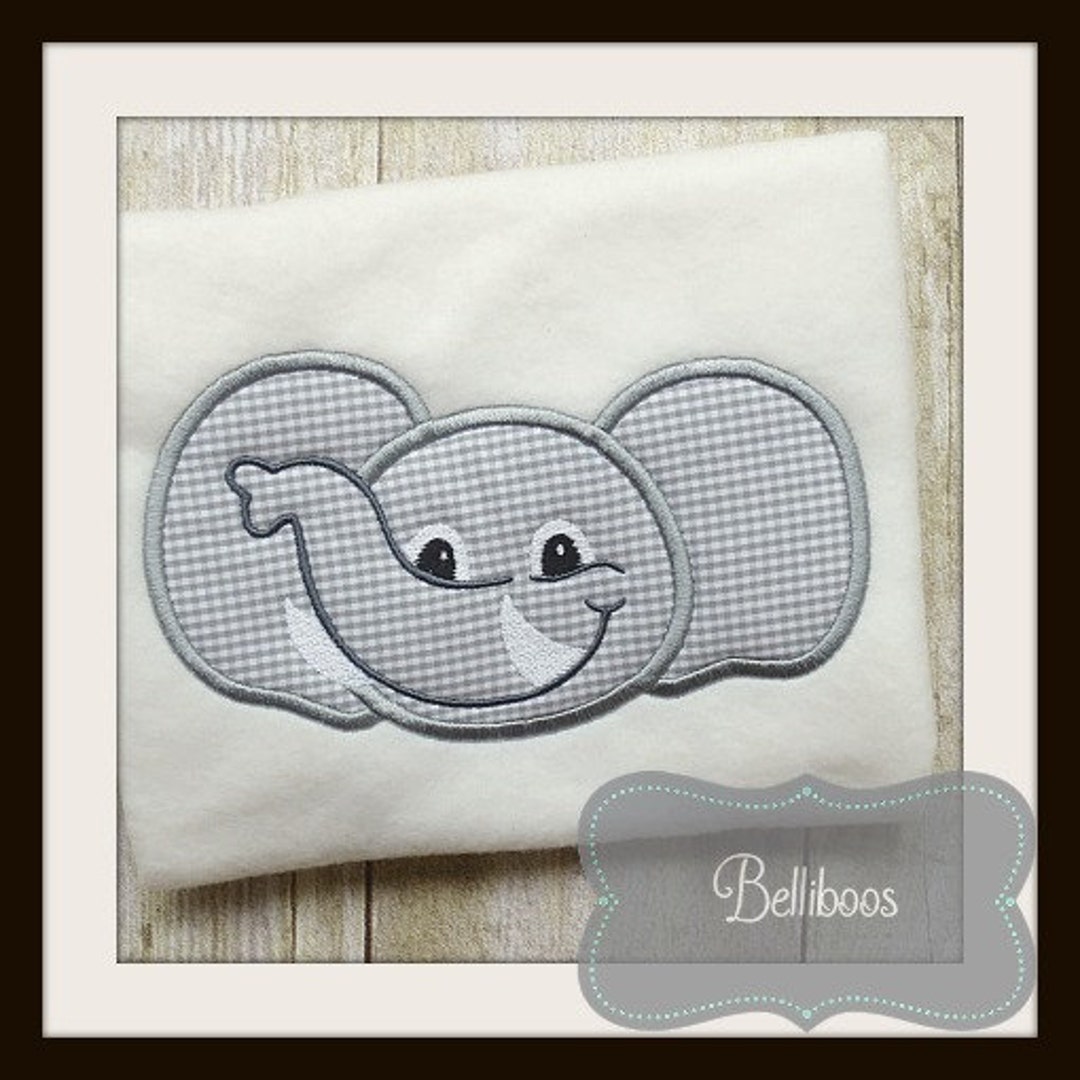 Elephant Applique Design - Elephant Embroidery Design - Zoo Applique ...
